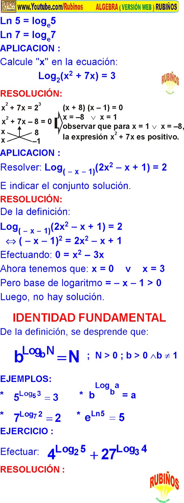 LOGARITMOS EJERCICIOS RESUELTOS PDF