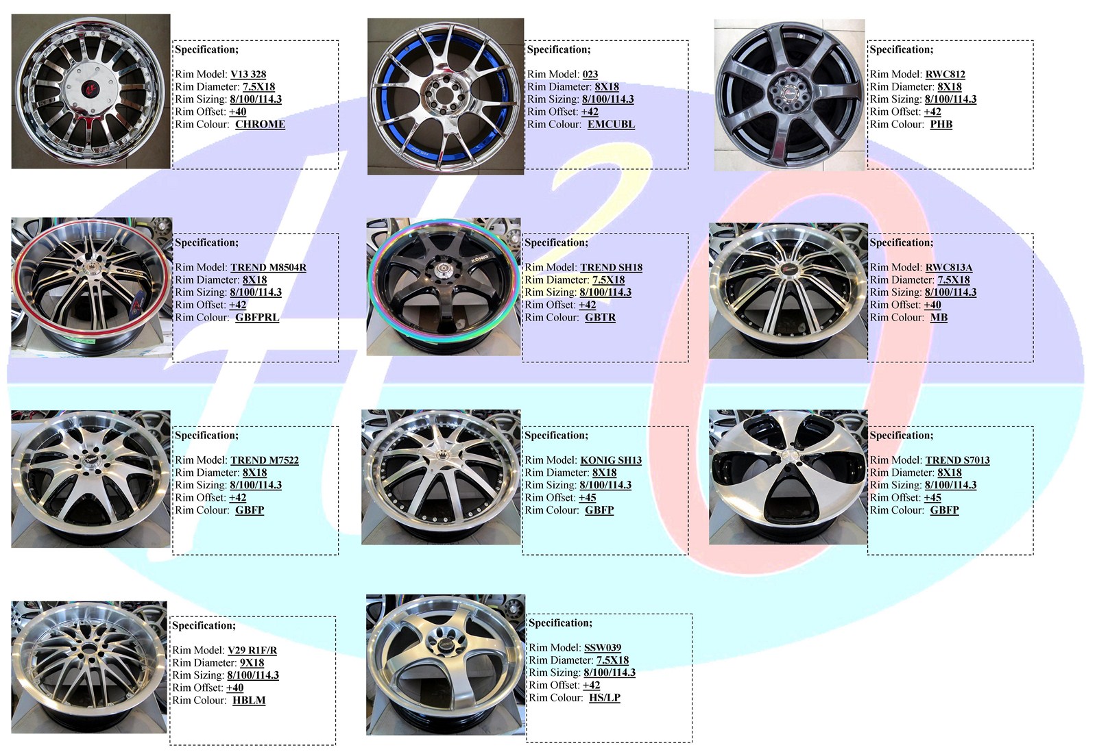 Tyre and Rims (H2O One Stop Sdn. Bhd.): 18 Inch Rims With Sizing ...