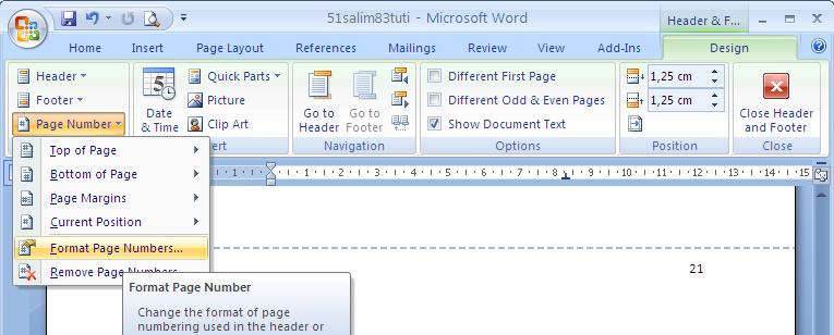 Cara Membuat Nomor Halaman dimulai dari selain Nomor satu/pertama ...