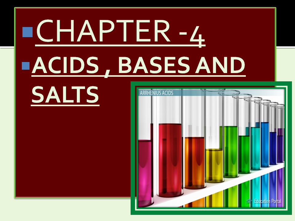 Grade 9: CHAPTER -4 ACIDS ,BASES AND SALTS SEMESTER 2