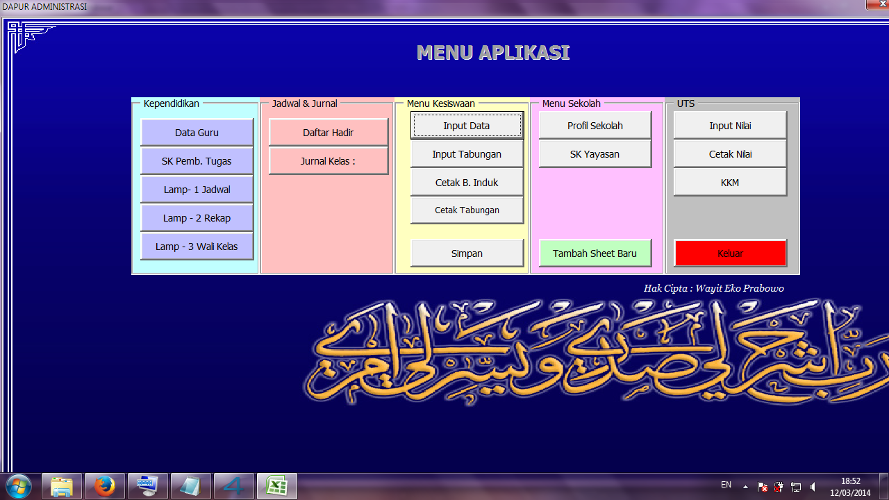 Aplikasi DataBase Sekolah Berbasis Excel - Kimiazainal