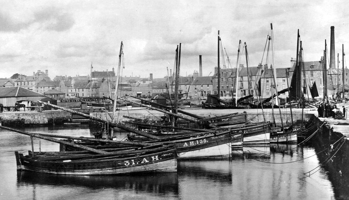 Tour Scotland: Old Photographs Fishing Boats Harbour Arbroath Scotland