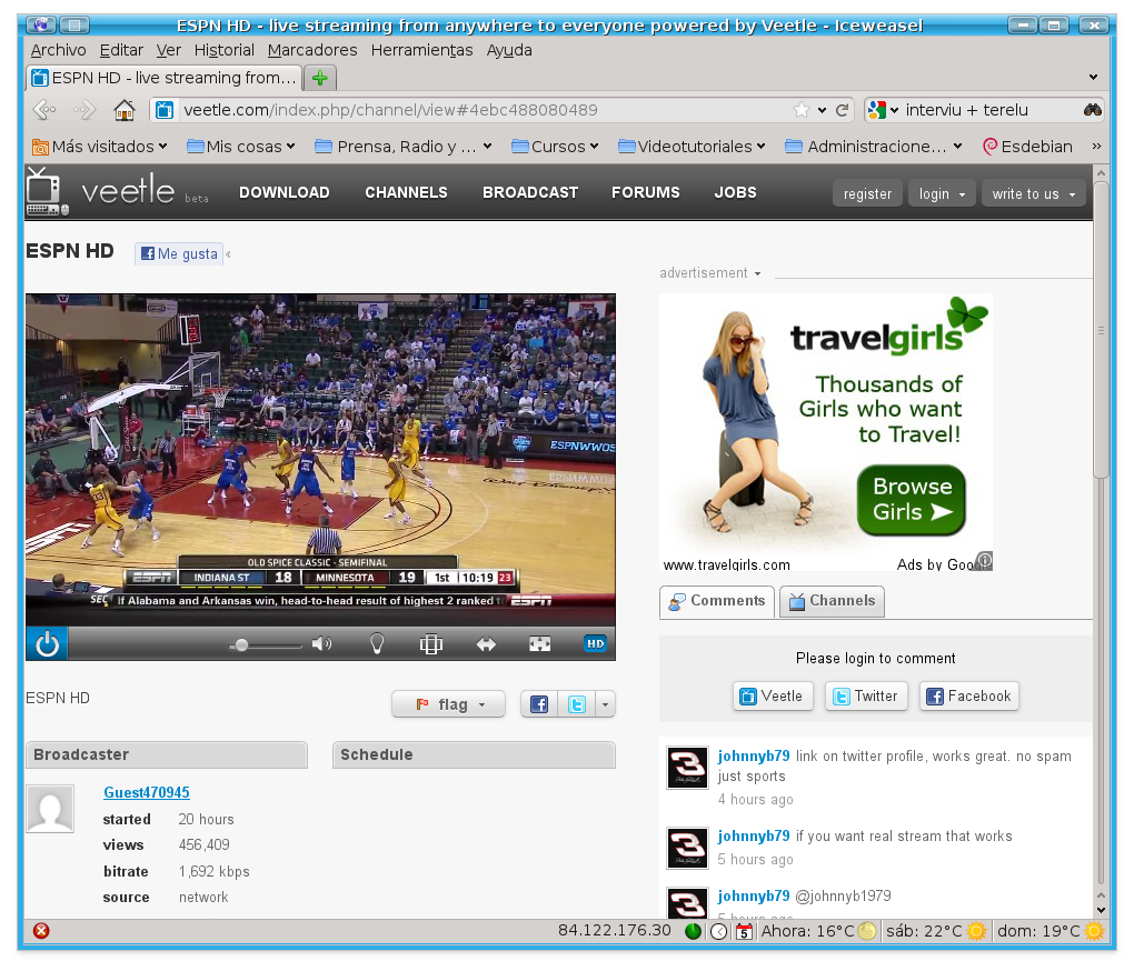 UsuarioDebian: Veetle, ver la tv desde el navegador web