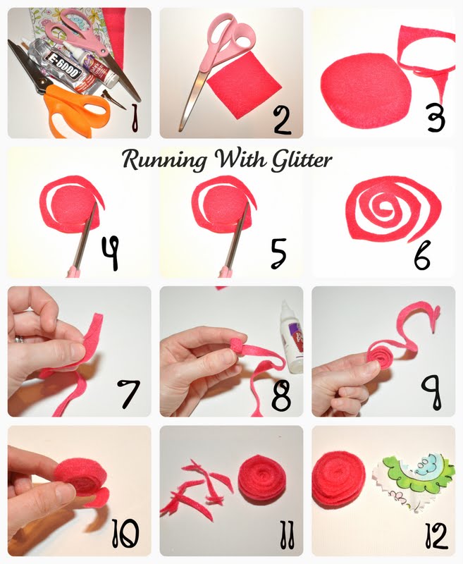 Running With Glitter: Rolled Felt Rose Tutorial