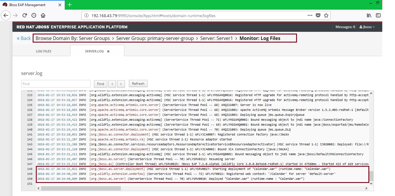 MiddlewareBox: JBoss EAP 7 - DOMAIN DEPLOYMENT - GUI CONSOLE MODE.
