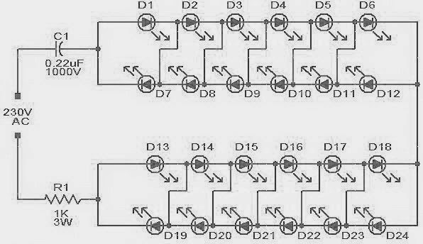 Rangkaian Lampu LED AC 220V