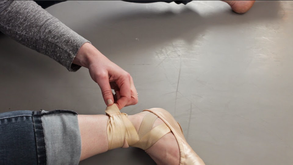 Ballerinas By Night: Sleek Pointe Shoe Ribbon Tying