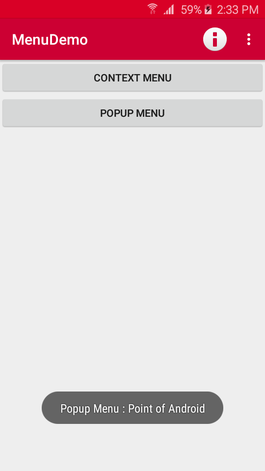 Point of Android: Menu,Context Menu, Option Menu, Popup Menu, Main Menu