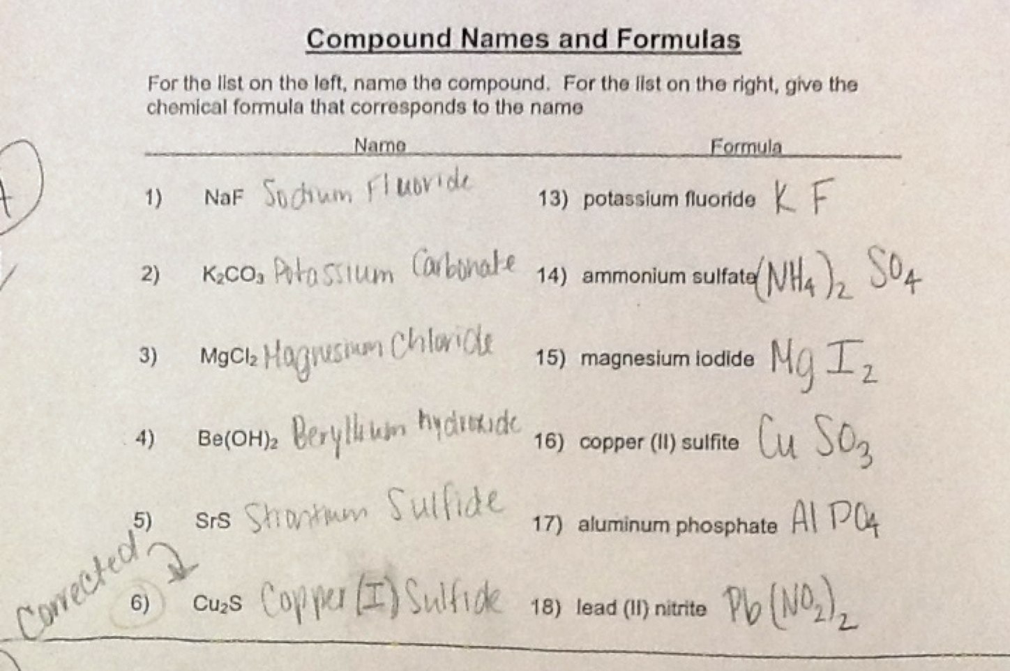Sierra's Chemistry Blog : Chemical Names and Formulas