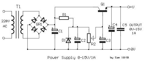 ELEKTRONIKA INDUSTRI: Rangkaian Power Supply Variable Transistor