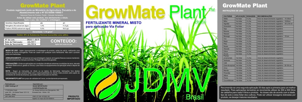PRODUTOS JDMV BRASIL: GROWMATE PLANT BRASIL