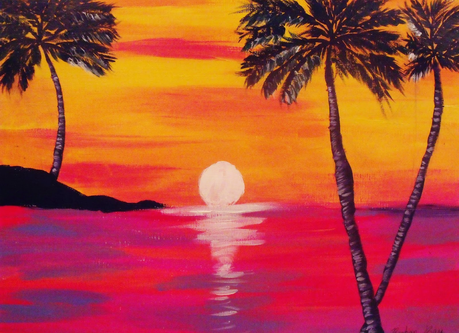 Art for Life 4 kids: Sunset, Acrylic on a canvas.