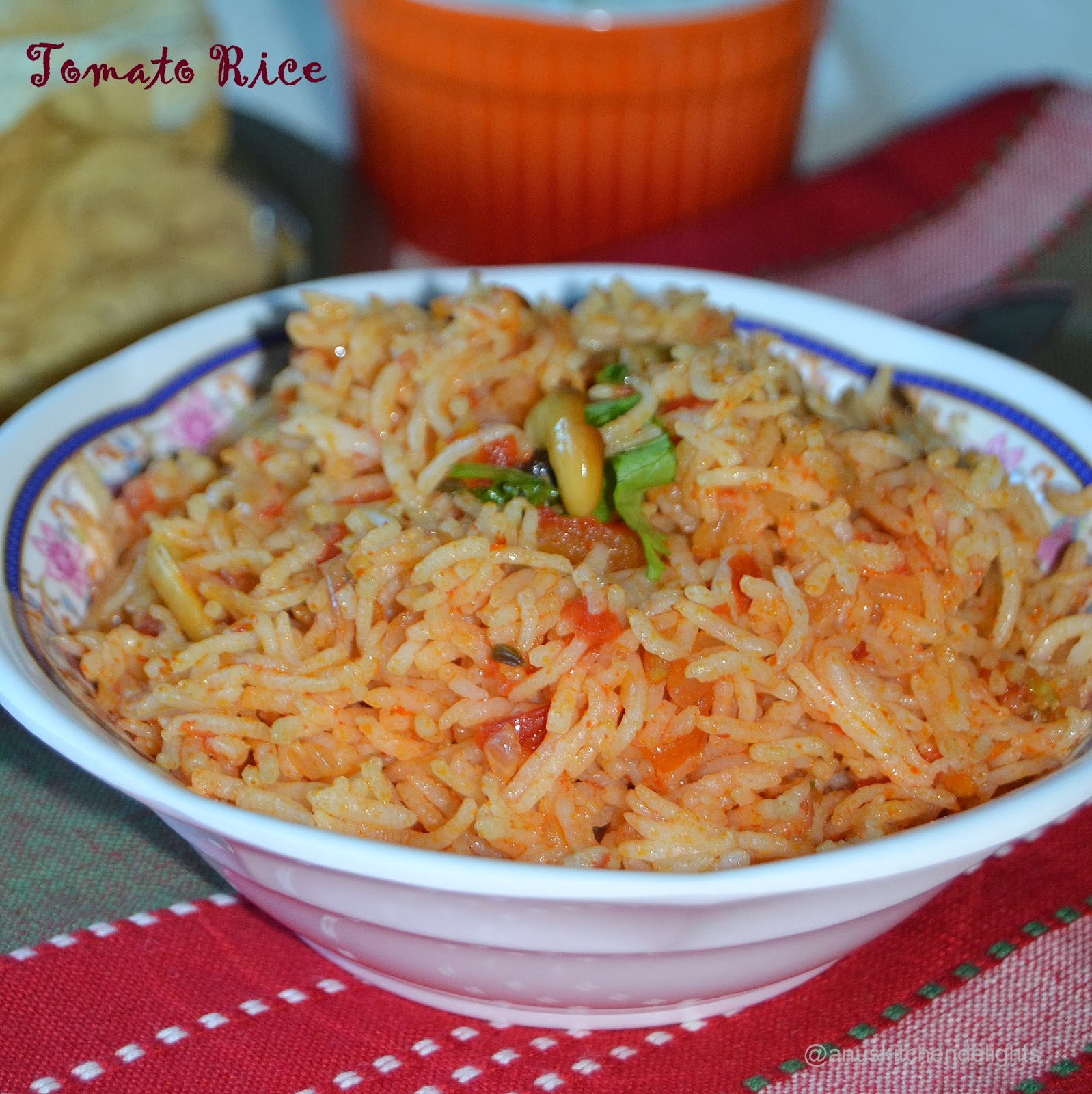 Anu's Kitchendelights: Tomato Rice / Tomato Rice with No Ginger Garlic