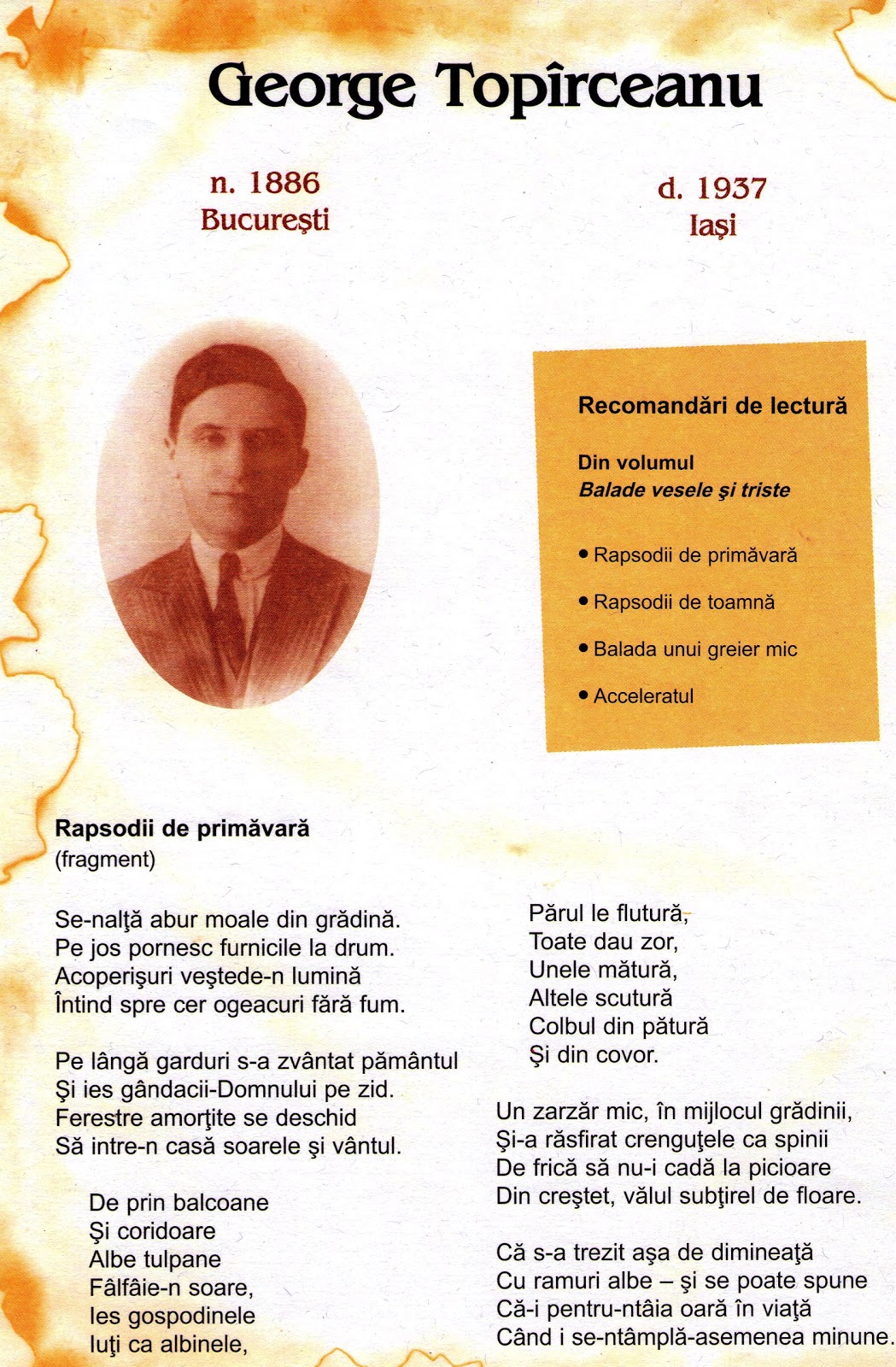Fişe de autor: George Topîrceanu