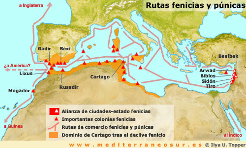 La expansión fenicia por el Mediterráneo
