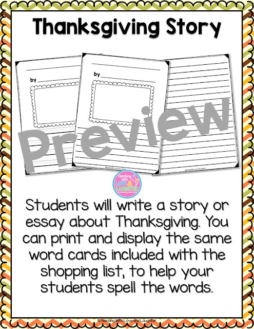 Teaching With Love and Laughter: Thanksgiving Literacy Center Activities