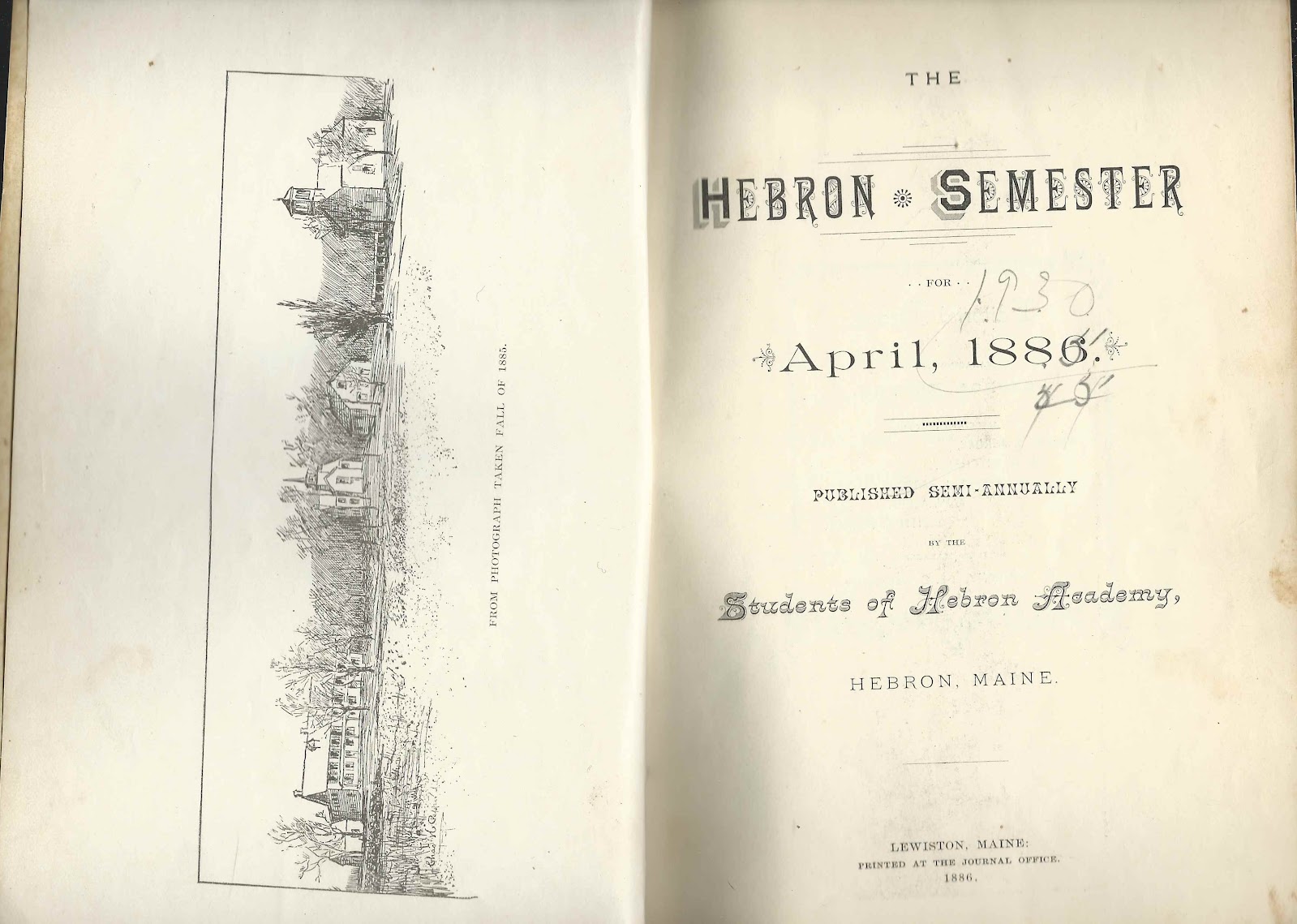 Heirlooms Reunited: Spring 1886 Issue of The Hebron Semester, Student ...