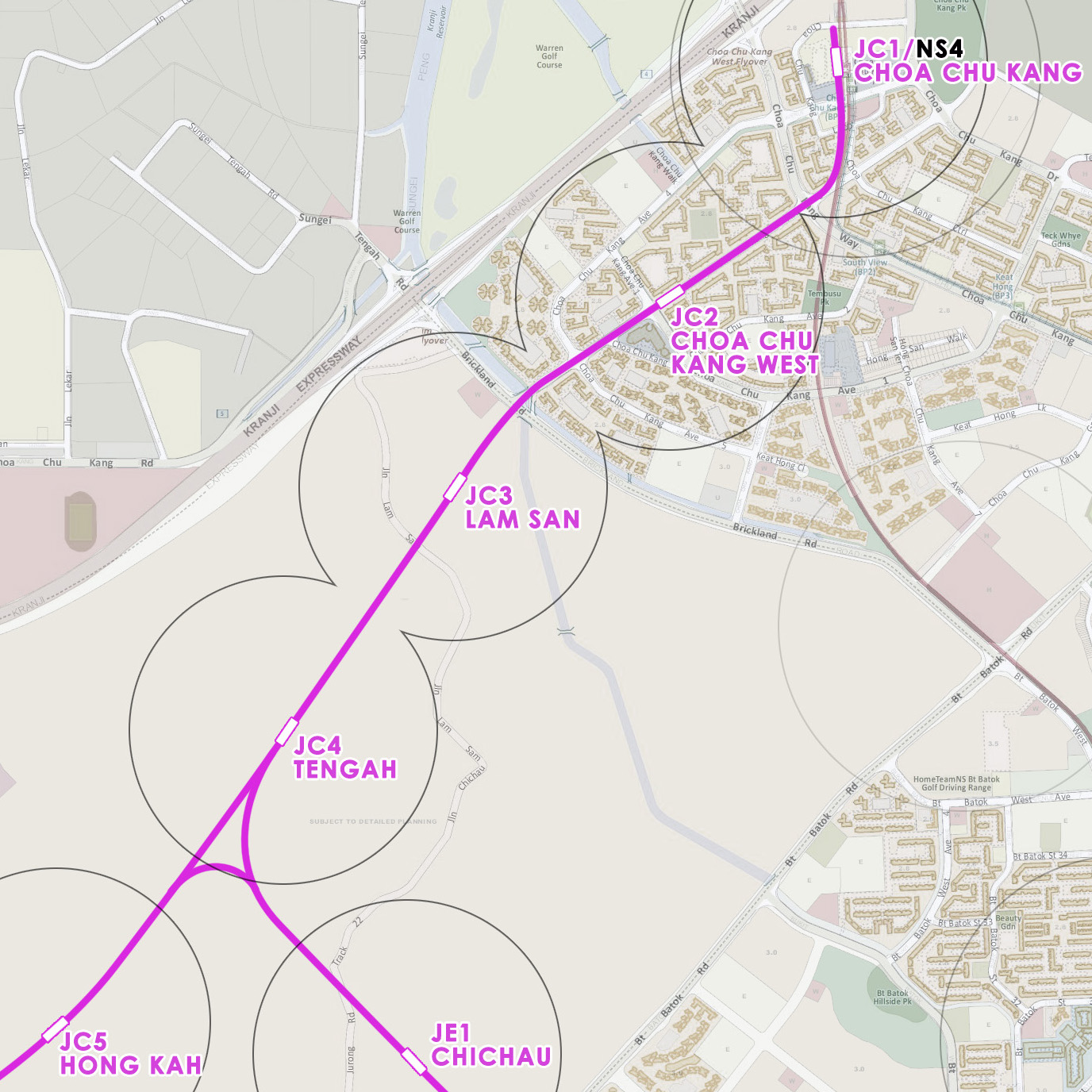Jurong Region Line Construction: Speculative station locations