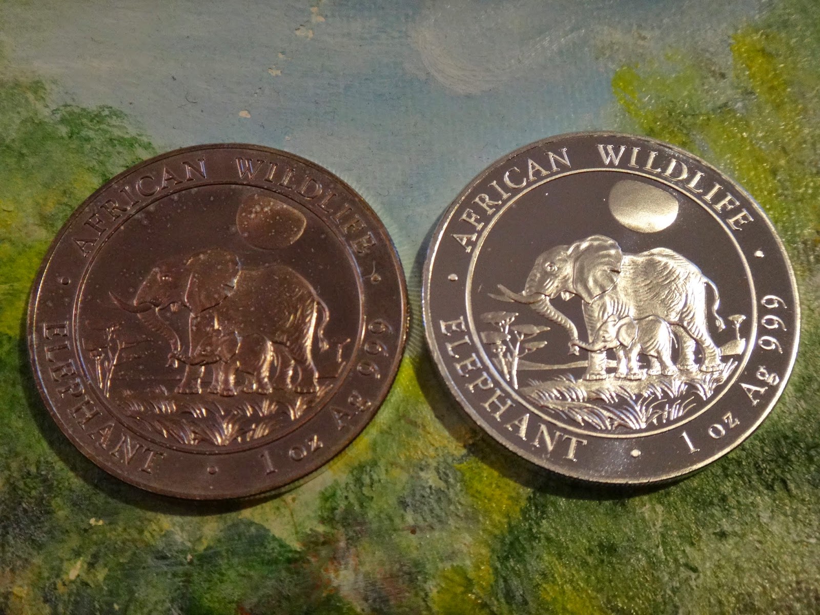 Toned Silver: Heavily Toned 2011 Somalian Elephant Silver 1oz Bullion Coin