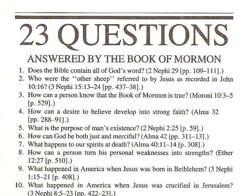 Image Result For 23 Questions The Book Of Mormon Answers, 56% OFF