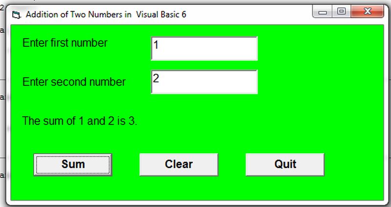 Free Programming Source Codes And Computer Programming Tutorials Addition Of Two Numbers In
