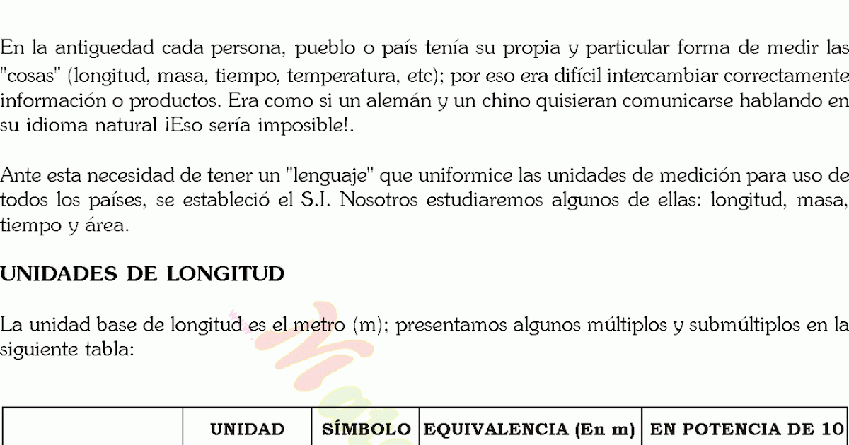 EJERCICIOS Y EJEMPLOS DE SISTEMA INTERNACIONAL DE UNIDADES PDF EN MATEMÁTICAS DE SEXTO GRADO DE ...
