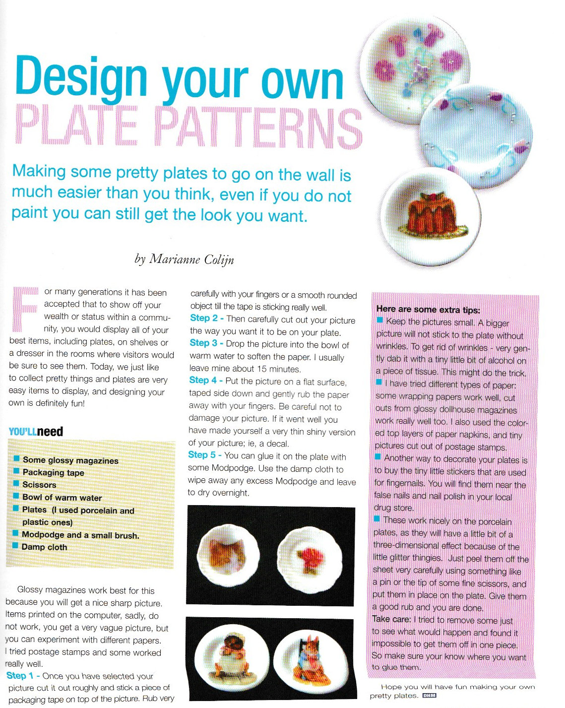 Marianne's Miniverse: Designing your own pretty plates with handmade decals