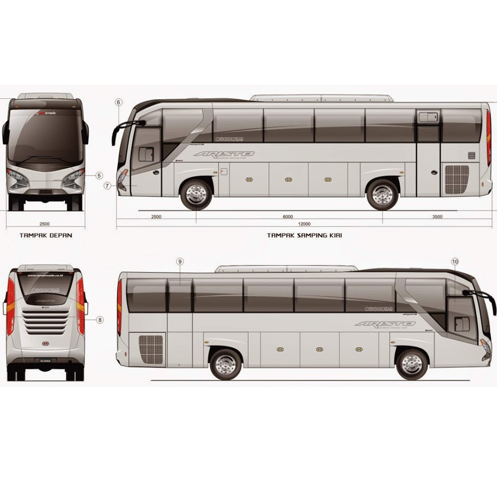 Blueprint bus aristo bluprint bus indonesia | Membuat Model bus dengan ...