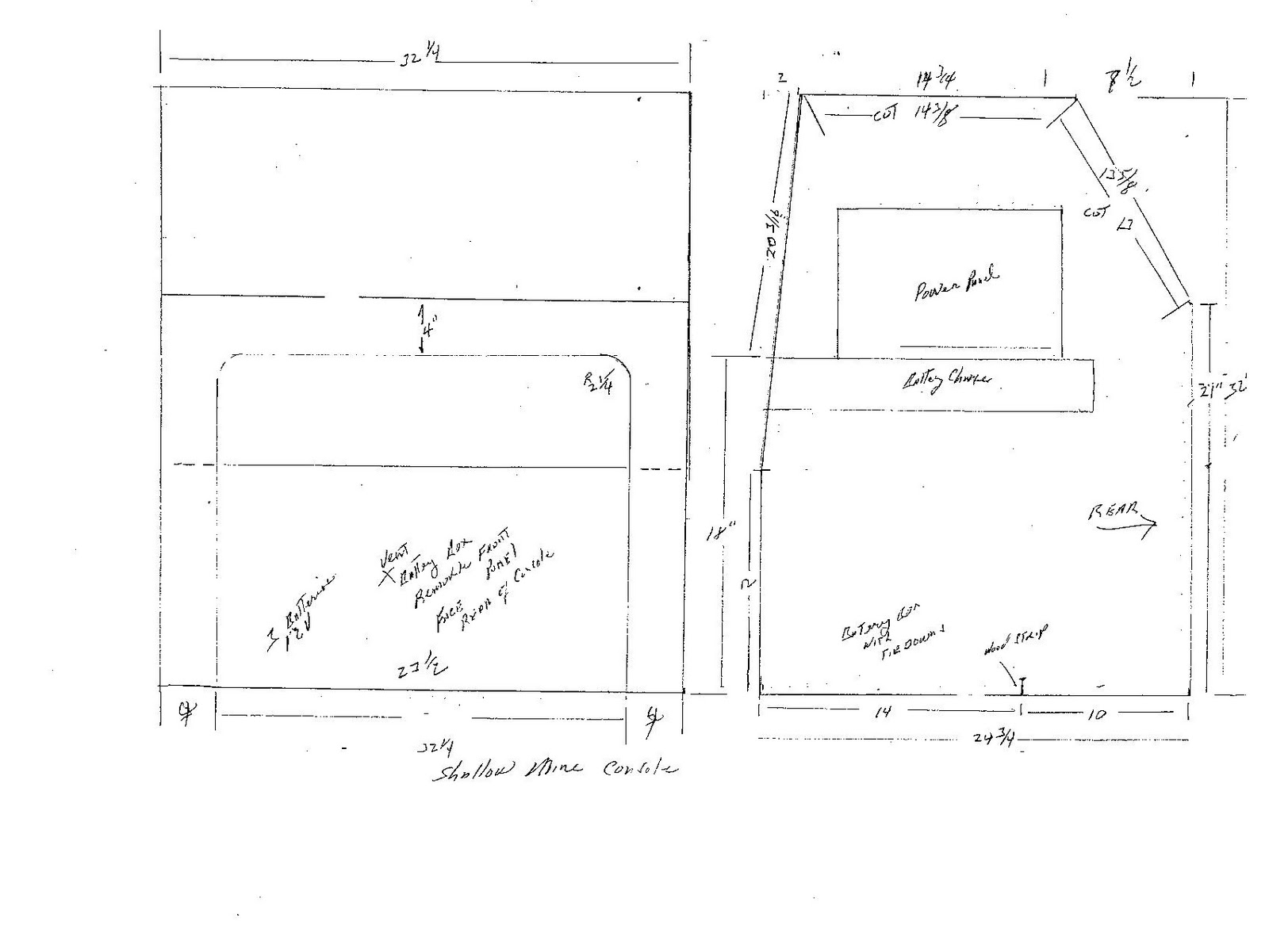 Building Shallow Mine: Center Console Drawn & Rough Sticthed