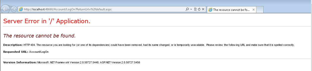 Csharp Techies Asp Mvc Login Page Throwing Error The Resource Cannot Be Found