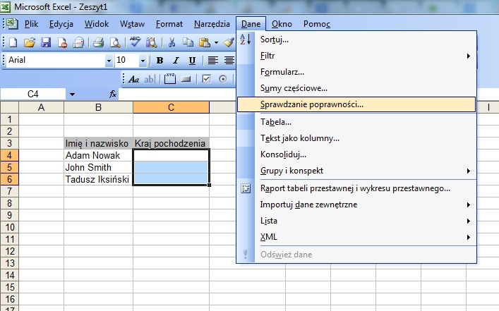 Excel porady Makra VBA: Lista rozwijana.