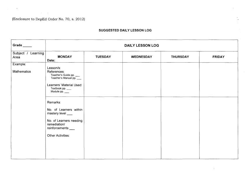 DepEd Memos, Orders & Results: Guidelines on the Preparation of Daily ...