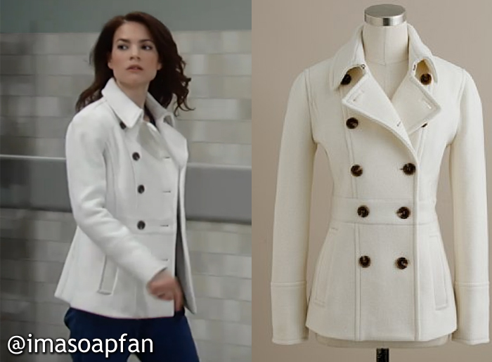 Elizabeth Webber's Ivory Wool Peacoat - General Hospital, Season 54 ...