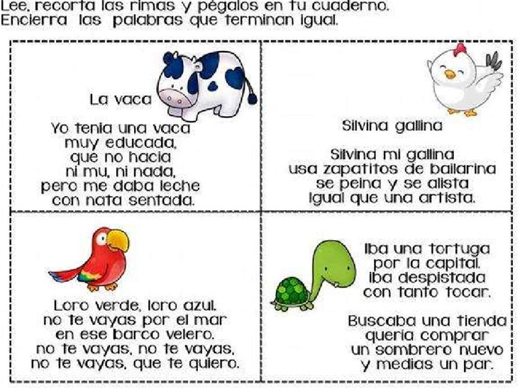 Fichas de Primaria: Las rimas