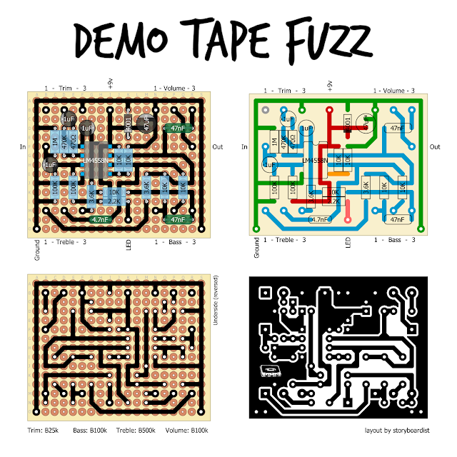 Perf and PCB Effects Layouts: Mid-Fi Electronics Demo Tape Fuzz