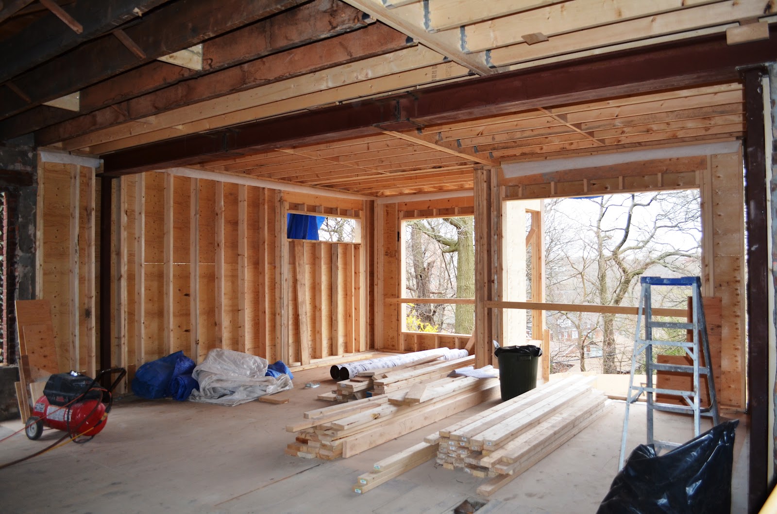 The Bennett House: Beams and stair design