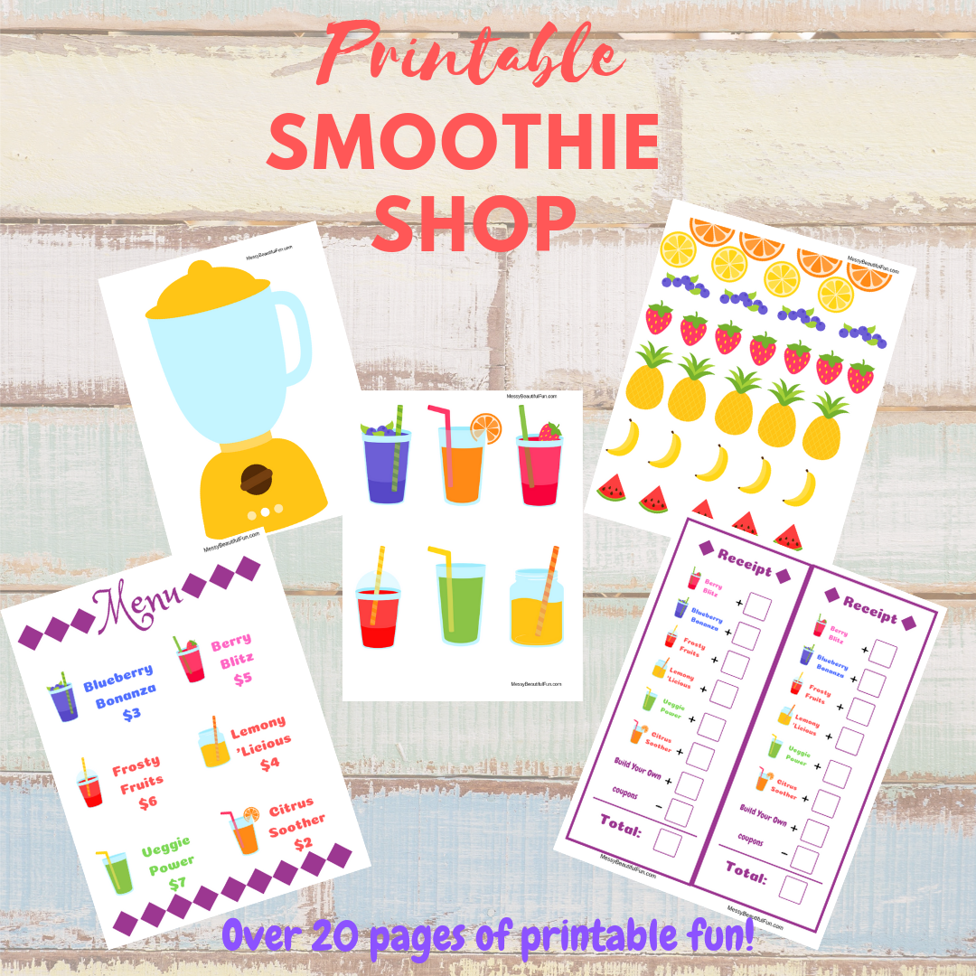 Messy, Beautiful, Fun: Printable Smoothie Shop Pretend Play Set