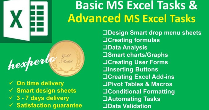 Basic And Advanced Excel Tasks : Data Analysis & Reports