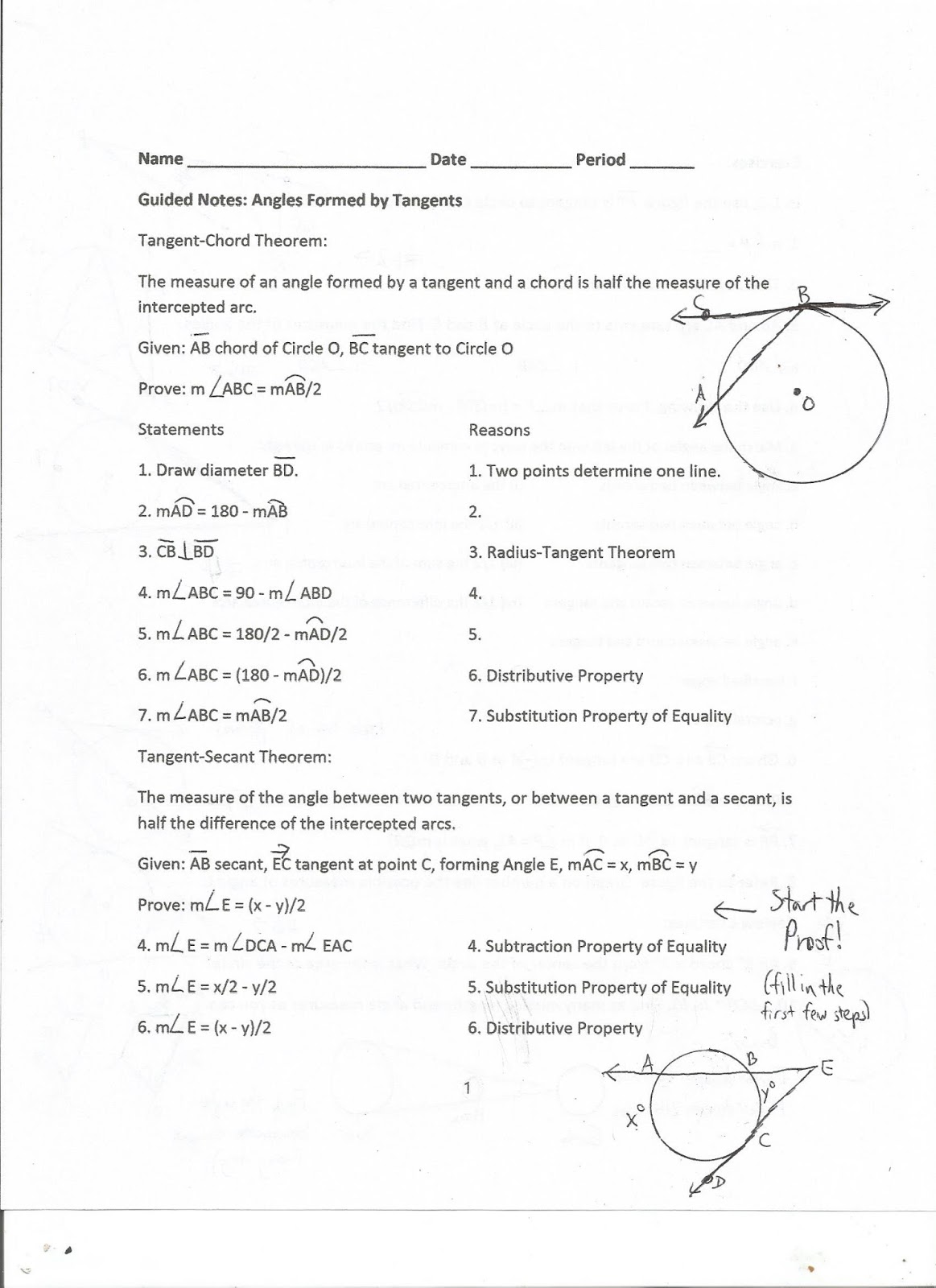Geometry, Common Core Style: Lesson 15-6: Angles Formed by Tangents ...