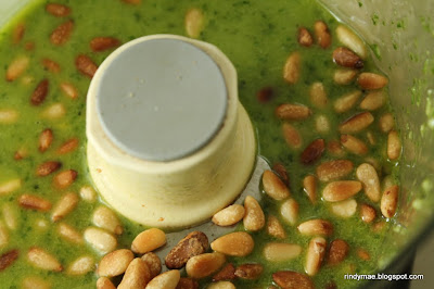 Rindy Mae: Basil Chickpea Puree With Shrimp and Roasted Veggies