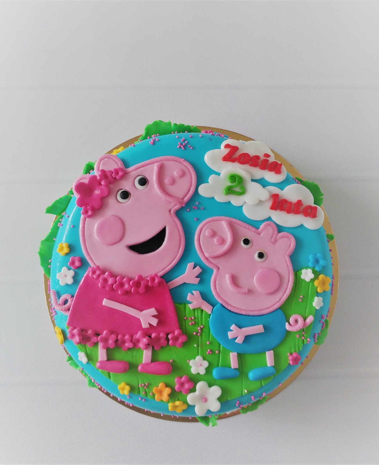 Lukrowanka: Świnka Peppa i George - artystyczny tort lukrowy