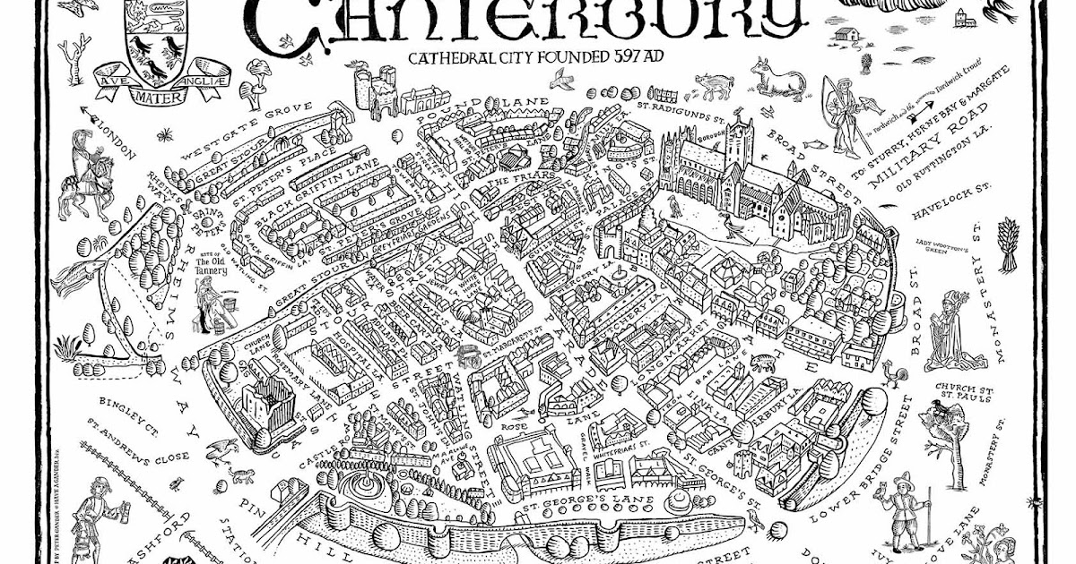 PETER GANDER ART: Map of Canterbury, Kent