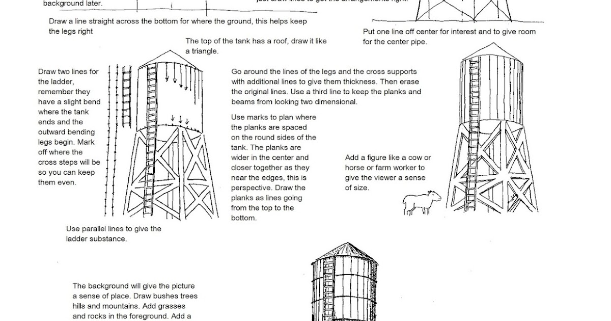 How to Draw Worksheets for The Young Artist: How to Draw a Rural Water ...
