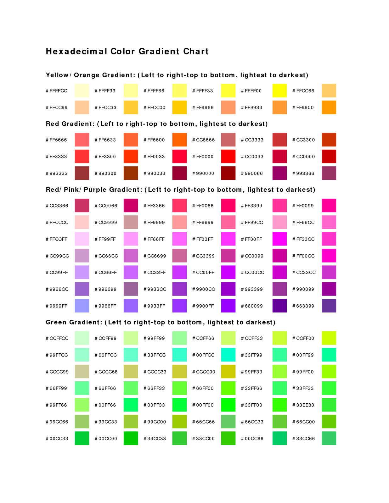 Code Hexadecimal Couleur | Liste Des Codes De Couleurs – OHZC