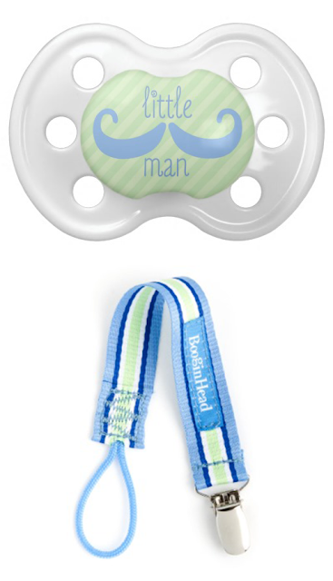 SweetyBaby: Little Man Mustache Pacifier - Blue & Green
