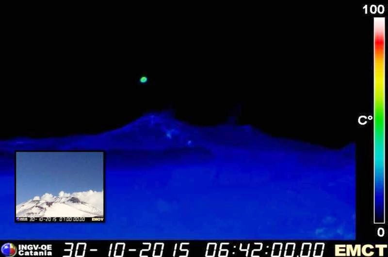 Bright green cone shaped UFO seen above Mount Cagliato in Italia