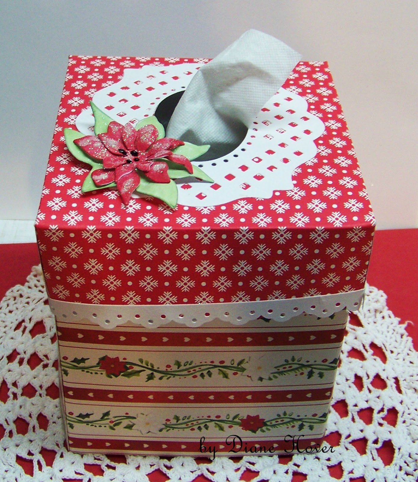 Nellies Nest: Poinsettia Tissue Box Cover