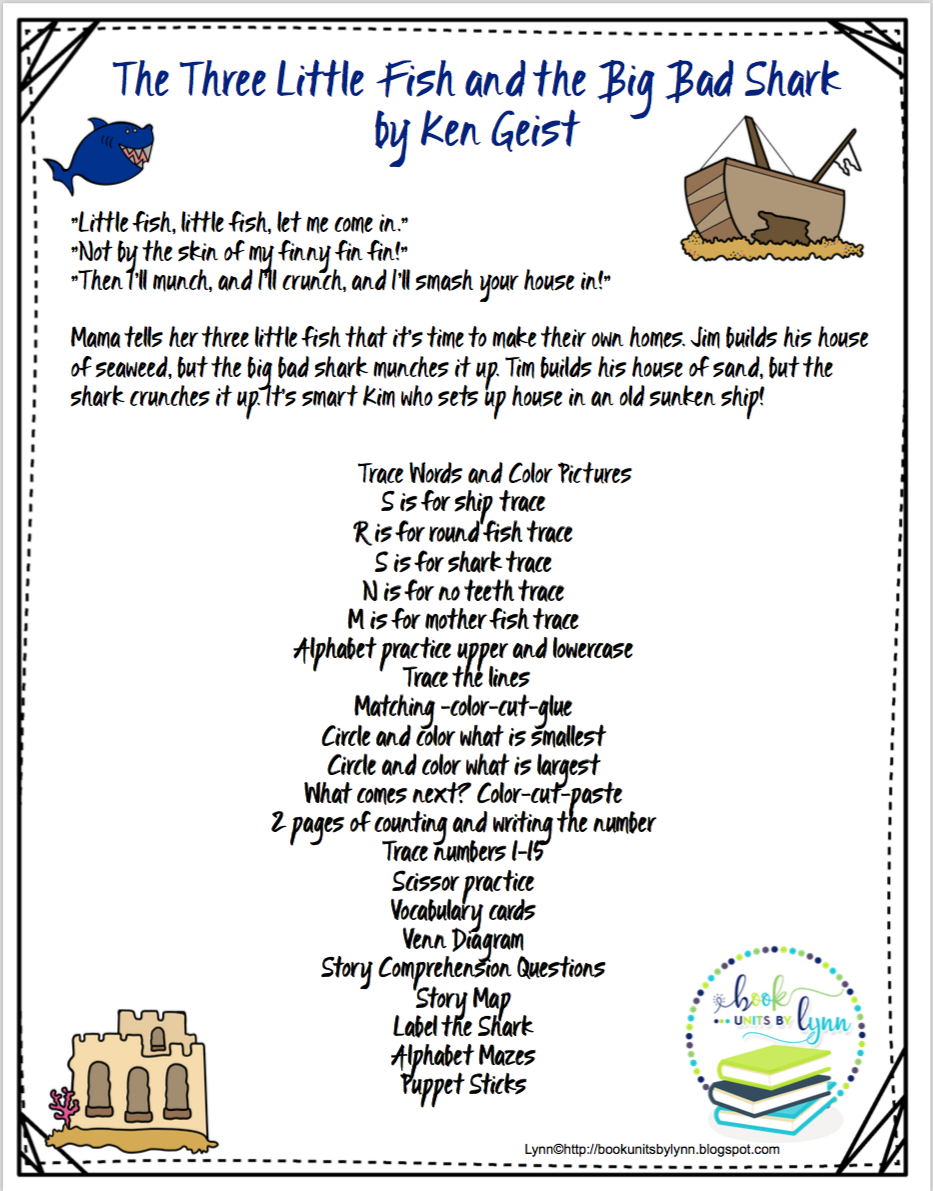THE THREE LITTLE FISH AND THE BIG BAD SHARK ~ Book Units by Lynn