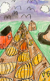 The Modern Art Smock: One-Point Perspective Barn and Pumpkin Patches