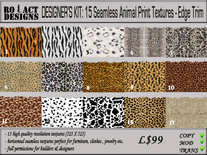 Ro!Act Designs: ..::RO!ACT::..DESIGNS Builder's Kit: 15 Seamless Animal ...